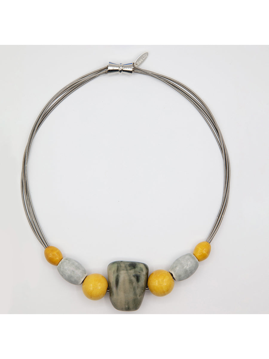 Yellow and Gray Beads Necklace – Ravinia Festival Shop